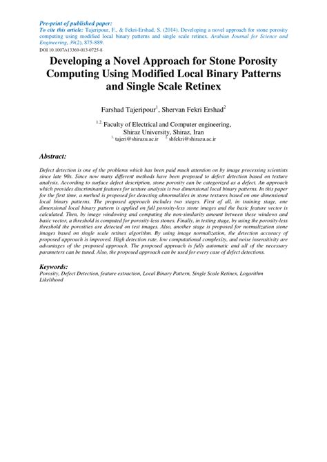 pdf developing a novel approach for stone porosity computing using modified local binary