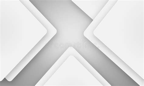 Abstract Geometric White Background With Layered Shapes And Subtle Shadows Stock Illustration