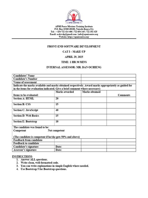 Front End Software Development Cat I 28 04 2025 Pdf Java Script World Wide Web