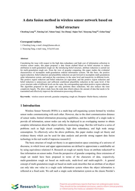 Pdf A Data Fusion Method In Wireless Sensor Network Based On Belief Structure