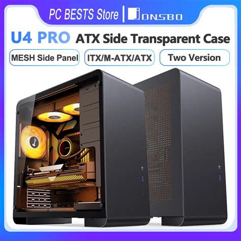 Jonsbo U4 Pro 메시 Atx 케이스 측면 투명 강화 유리 지원 Atx 전원 160mm 라디에이터 데스크탑 소형 컴퓨터 호스트 섀시 Aliexpress