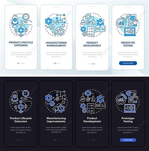 Onboarding Mobile App Screen Digital Twin Tasks In Night And Day Modes Vector Vector Tasks