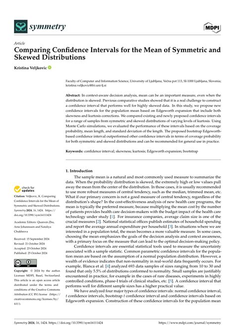 Pdf Comparing Confidence Intervals For The Mean Of Symmetric And