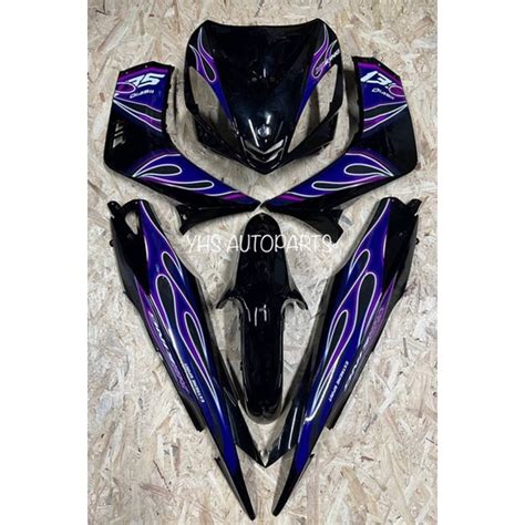 Coverset Lc135 V1 Lcv1 Cover Hitam Black Colour Stripe Custom Api