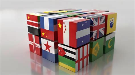 Cubes With World Flags Globalization And International Relations