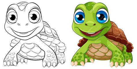 Premium Vector A Cartoon Illustration Of A Cute Turtle With A Big
