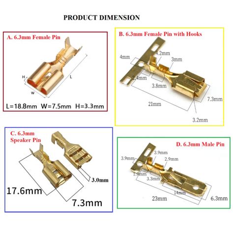 [ready Stock] 6 3mm Speaker Terminal Pin Crimp Brass Wire Clip