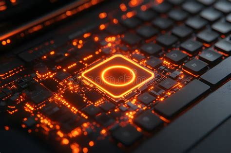 Futuristic Glowing Circuit Board With Illuminated Microchip For Tech Design Generative Ai Stock