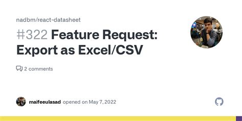 Feature Request Export As Excelcsv · Issue 322 · Nadbmreact Datasheet · Github