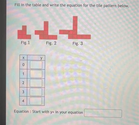Solved Fill In The Table And Write The Equation For The Tile