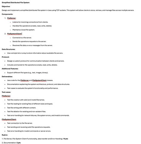 Solved Simplified Distributed File Systemobjectivedesign