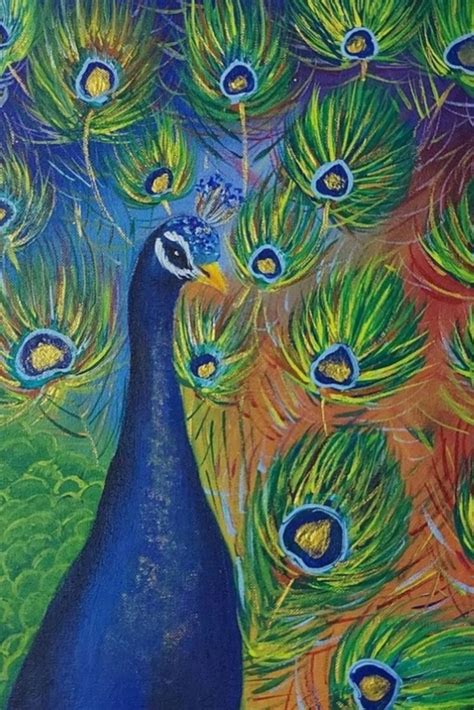 Peacock Painting On An Abstract Background Easy Acrylic Painting Of
