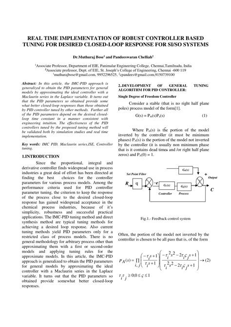 pdf real time implementation of robust controller based tuning for