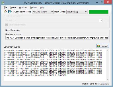 Binary Dealer Binary ASCII Converter J C P Laboratory