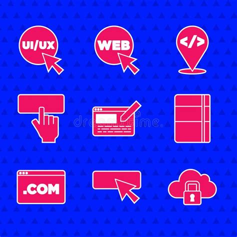 Set UI Or UX Design Cloud Computing Lock Sketchbook Album Keyboard Front End Development And