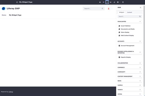 adding widgets to a page liferay learn