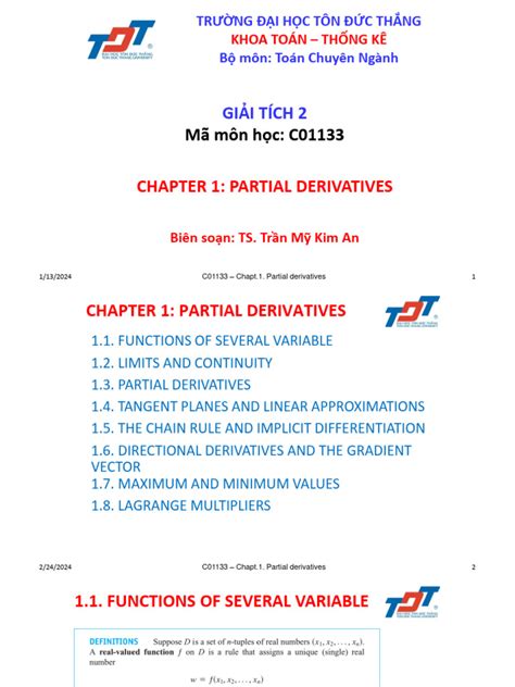 Gt2 Chapt1 Partial Derivatives 1 Pdf Derivative Function Mathematics