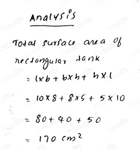Solved Calculate The Total Surface Area Of A Closed Rectangular Tank Whose Dimensions Are