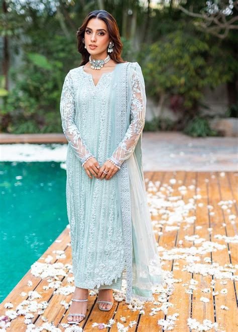 Azure Luxe Festive Embroidered By Ahmed Patel Mint Breeze Rdresses