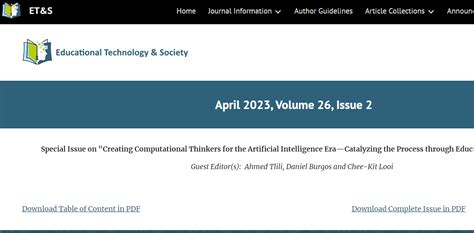 Special Issue On Creating Computational Thinkers For The Artificial