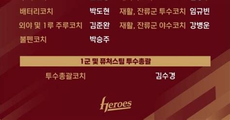 키움 코치진 구성 모두 완료···강병식 수석코치 김수경 투수 총괄 합류