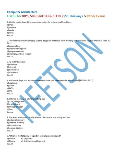 computer architecture question and answer pdf