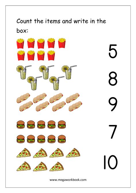Kindergarten Matching Numbers To Objects Worksheets