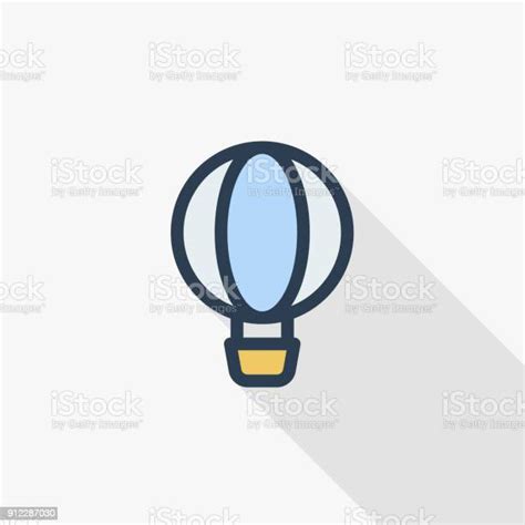 공기 풍선 얇은 라인 플랫 컬러 아이콘입니다 선형 벡터 기호입니다 화려한 긴 그림자 디자인입니다 경관에 대한 스톡 벡터 아트 및