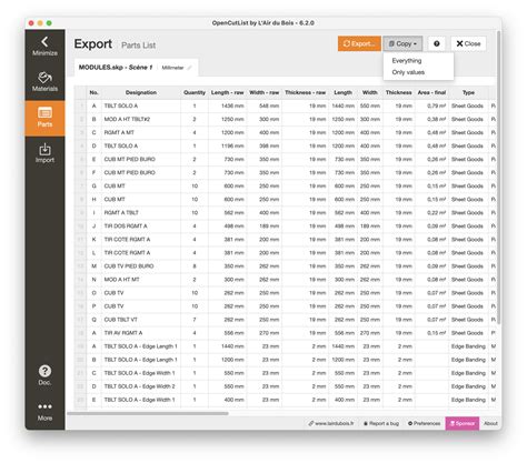 Open Cut List How To Make Manual List Extensions Sketchup Community