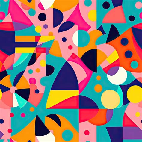 Premium Ai Image Seamless Pattern With Abstract Shapes Of Fun Random Geometric Shapes In