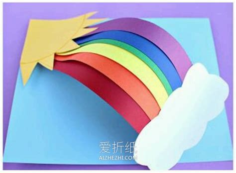 怎么做美丽彩虹贺卡 简单生日立体贺卡制作 爱折纸网