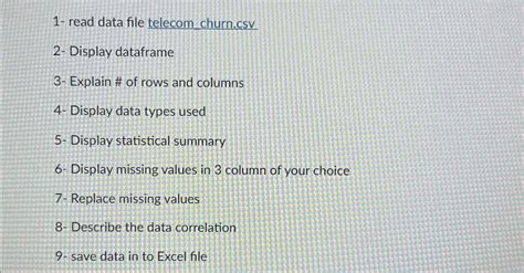 Solved 1 ﻿read Data File Telecom Churncsv2 ﻿display