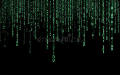 Green Binary Code Matrix Style Background Stock Illustration
