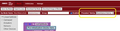 Automatically Loading A Driver Controlled Op Mode · First Tech Challengeftcrobotcontroller Wiki