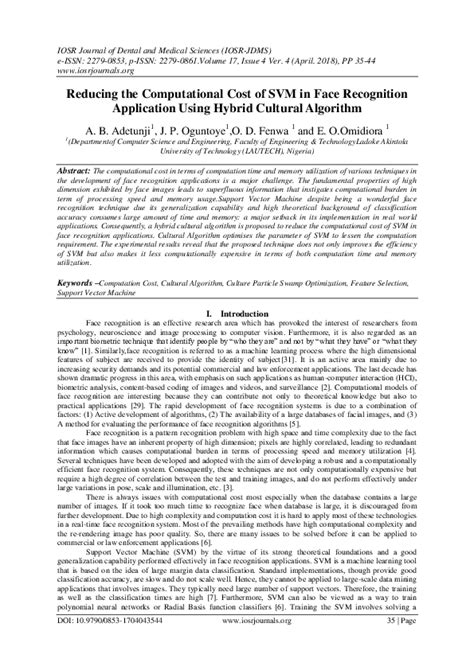 Pdf Reducing The Computational Cost Of Svm In Face Recognition