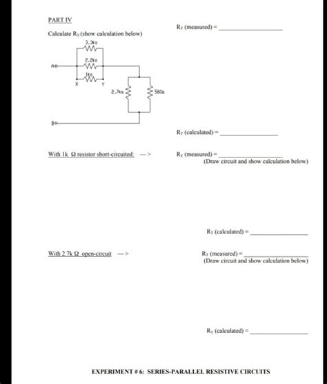 solved part iv rt measured calculate rt show calculation