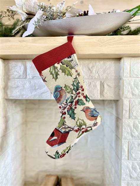 Купить Новогодний сапожок чулок для подарков гобеленовый на камин носок 25х37 см рождественский