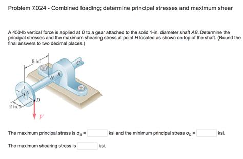 Solved Problem 7024 Combined Loading Determine Principal Chegg Com