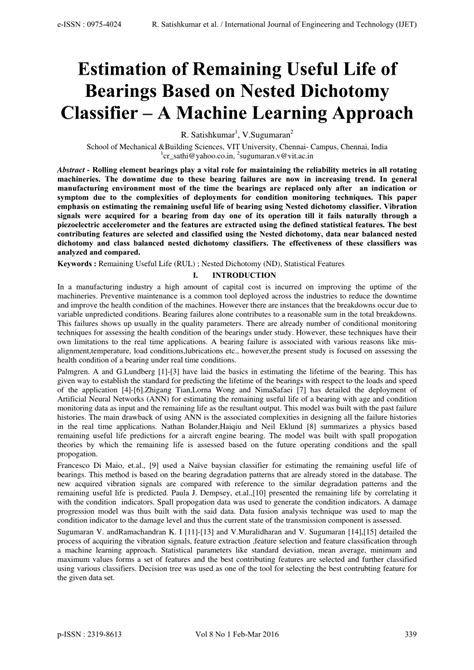 Pdf Estimation Of Remaining Useful Life Of Bearings Based On Nested