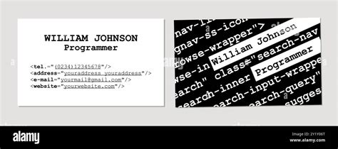 business card template in black white for coder it geek programmer
