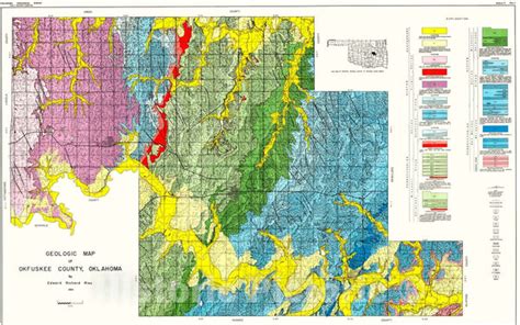 Map Plate 1 Geologic Map Of Okfuskee County Oklahoma 1954 Cartogr