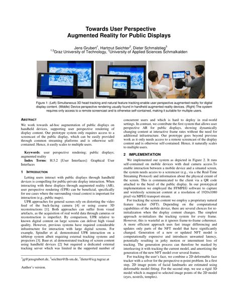 Pdf Towards User Perspective Augmented Reality For Public Displays