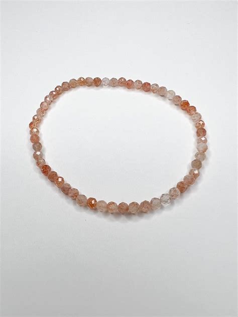 Sunstone Crystal Stretch Bracelet Faceted Gemstone Bracelet Orange
