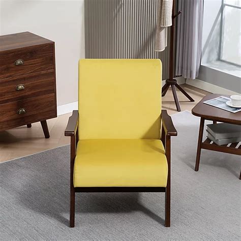 Homcom Velvet Armchair With Solid Wood Frame And Thick Padded Champagne