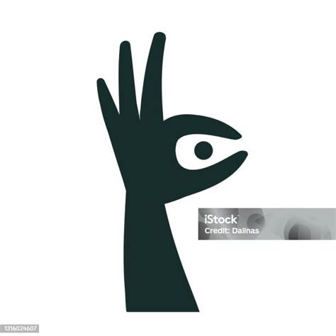 손 확인 제스처 스케치 벡터 일러스트에 인간의 안구 좋은 징조 손으로 그린 이미지 가공의 인물에 대한 스톡 벡터 아트 및 기타 이미지 가공의 인물 개념 건강관리와