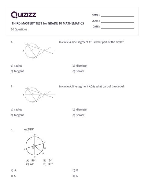 Answer Key 3rd Mastery Test Pdf Circle Trigonometric Functions