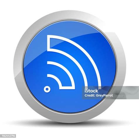 Rss 피드 아이콘 파란색 둥근 버튼 그림 3차원 형태에 대한 스톡 벡터 아트 및 기타 이미지 3차원 형태 Brand Name Online Messaging