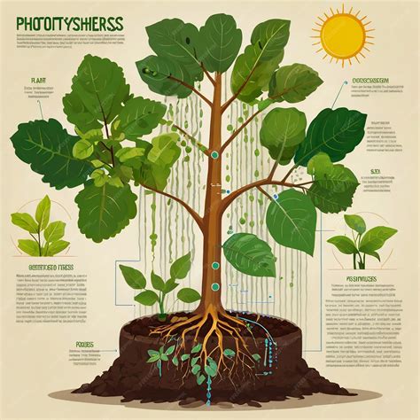 photosynthesis process tree produce oxygen using rain and sun diagram showing process of