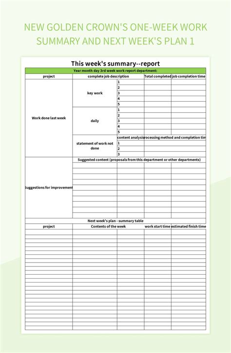 Free Summary Report Templates For Google Sheets And Microsoft Excel Slidesdocs