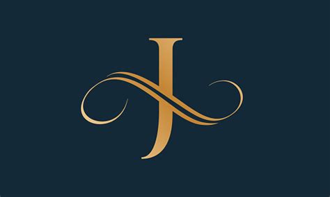 골드 색상의 럭셔리 편지 J 로고 템플릿입니다 현대적인 유행의 이니셜 고급 J 문자 로고 디자인 로얄 프리미엄 편지 J 로고